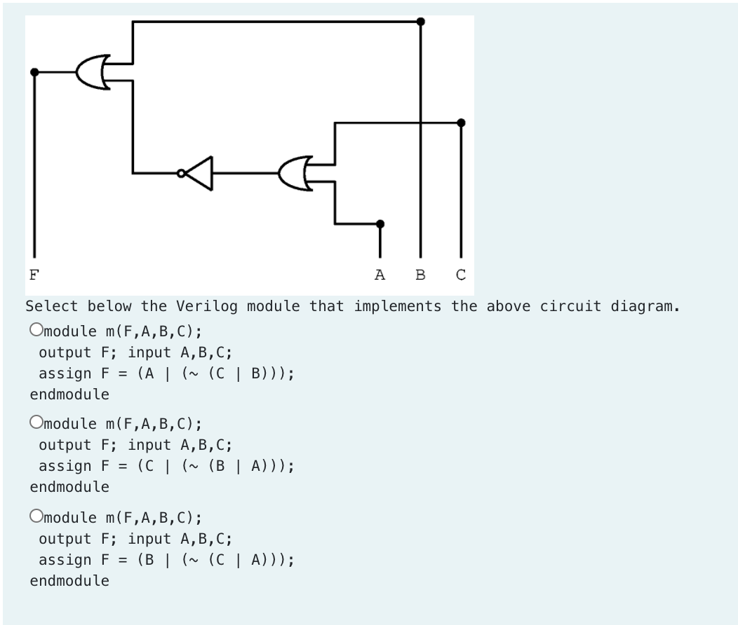 Solved 여 F A B C Select Below The Verilog Module That 