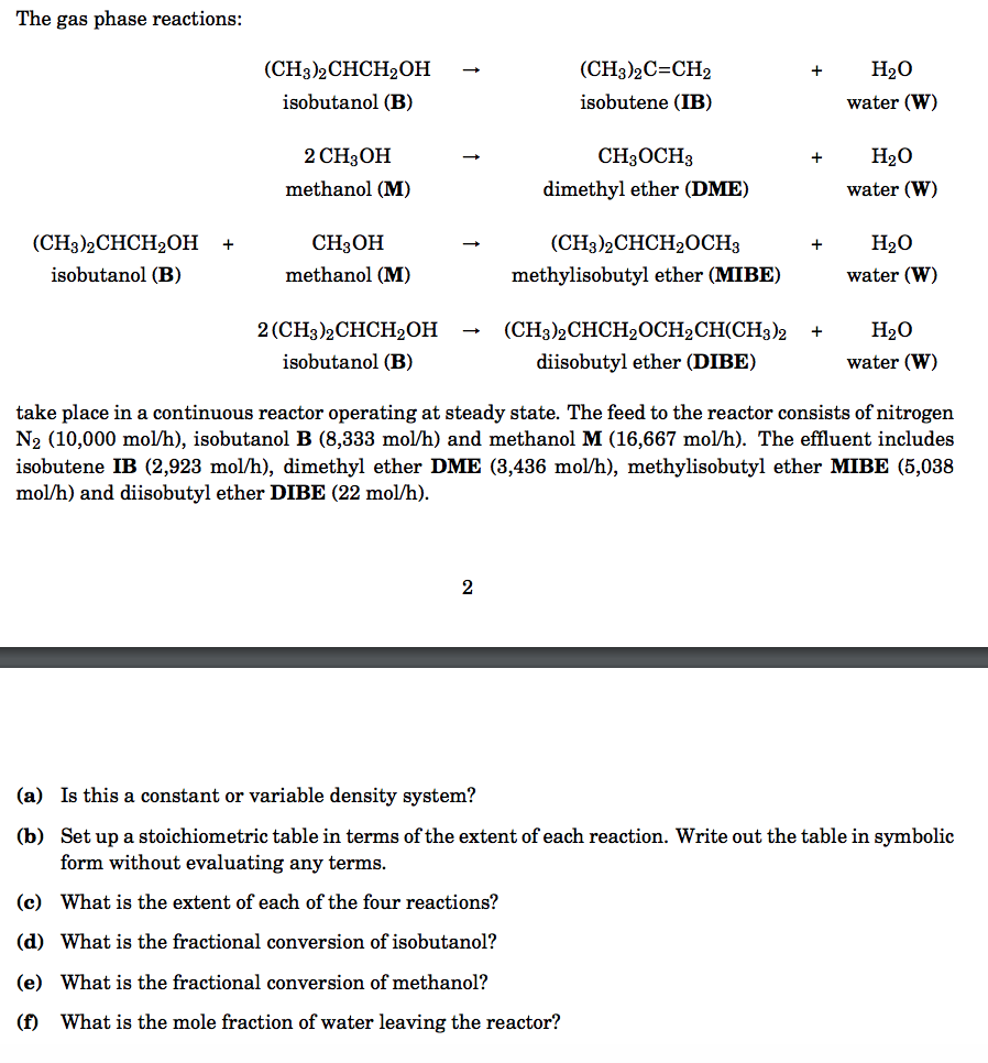 The gas phase reactions: + (CH3)2CHCH2OH isobutanol | Chegg.com