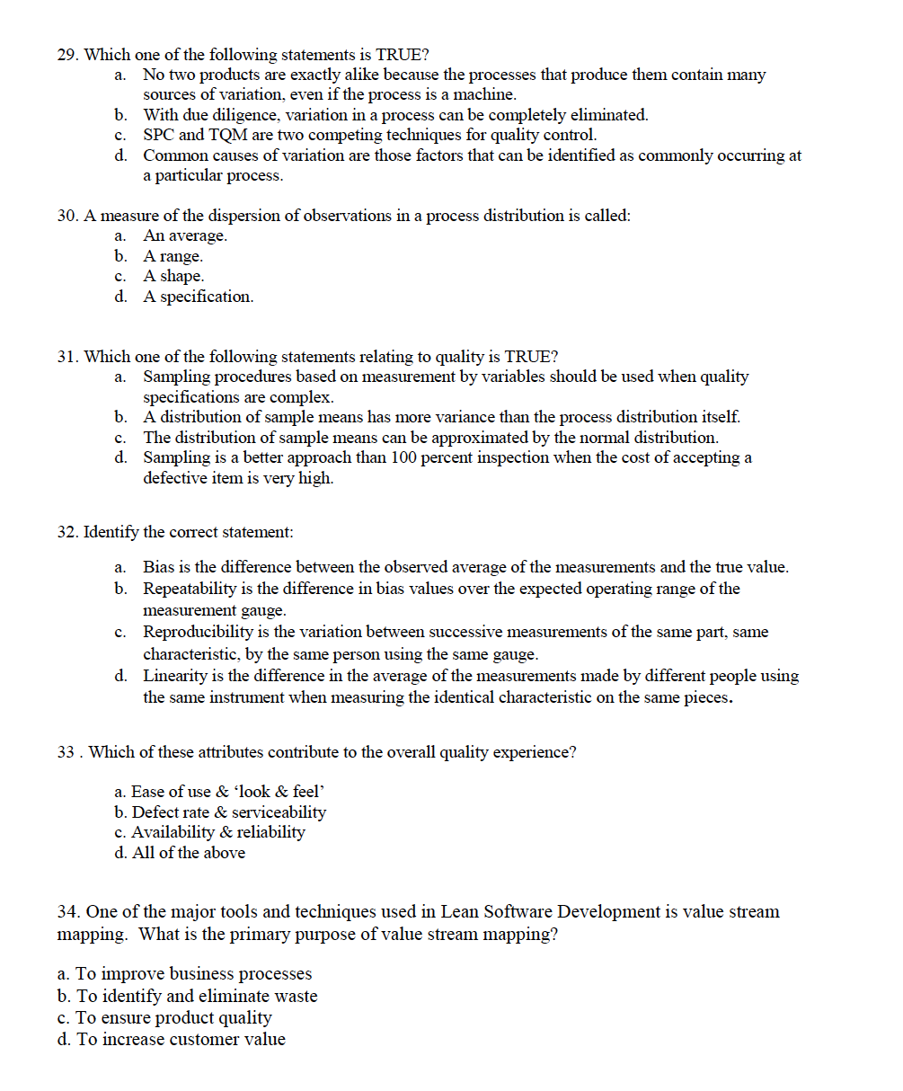 Solved a. 29. Which one of the following statements is TRUE? | Chegg.com