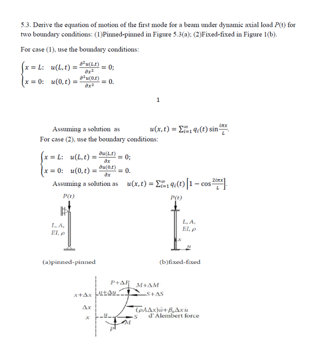 Solved 5.3. Derive the equation of motion of the first mode | Chegg.com