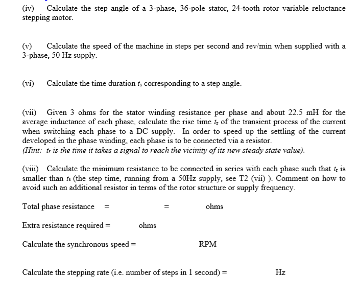 Solved (iv) Calculate the step angle of a 3-phase, 36-pole | Chegg.com