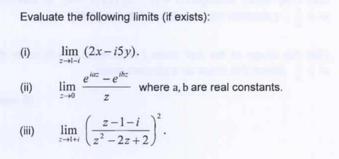 Solved Evaluate the following limits (if exists): (i) | Chegg.com