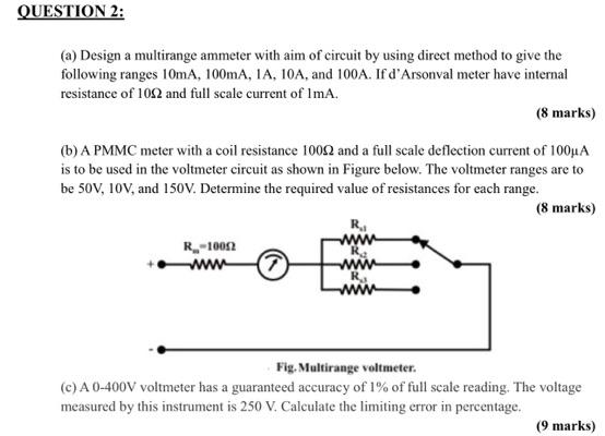 Solved (a) Design a multirange ammeter with aim of circuit | Chegg.com