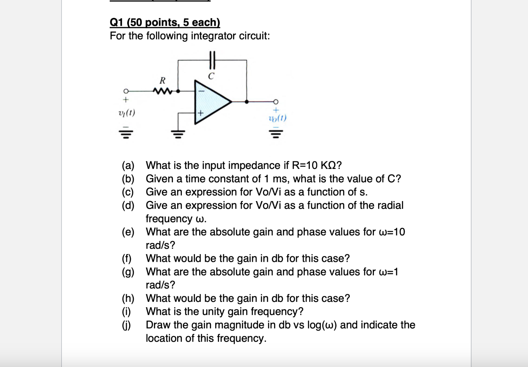 Solved Q1 (50 points, 5 each) For the following integrator | Chegg.com