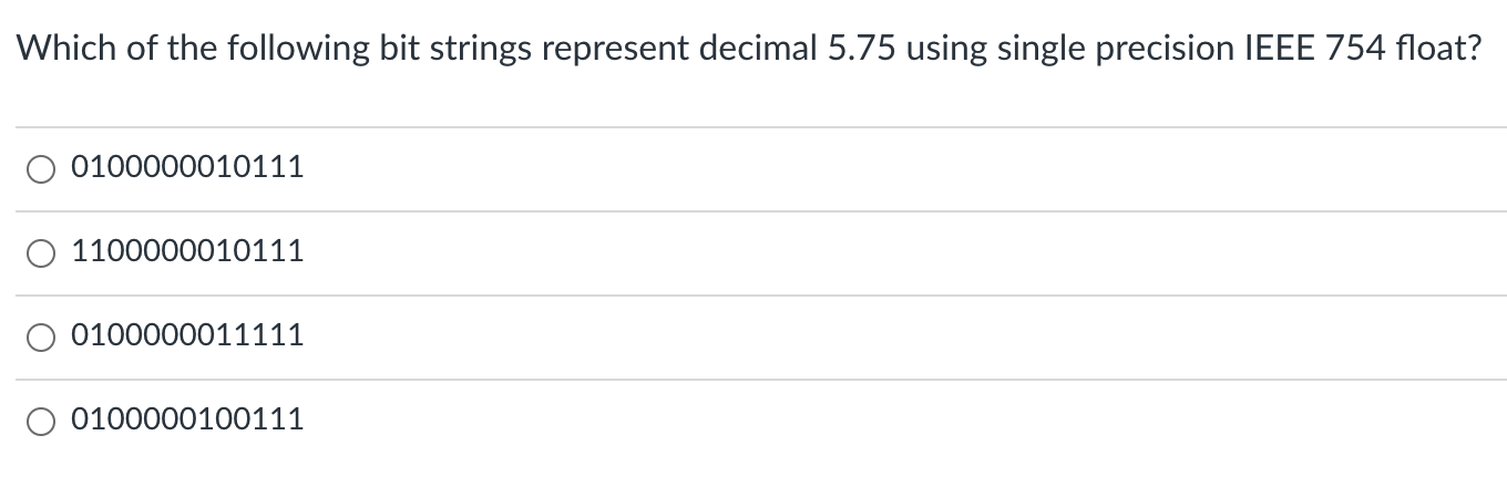 Solved Which of the following bit strings represent decimal | Chegg.com