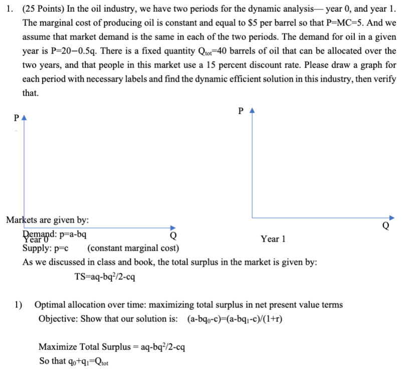 Solved 1. (25 Points) In the oil industry, we have two | Chegg.com