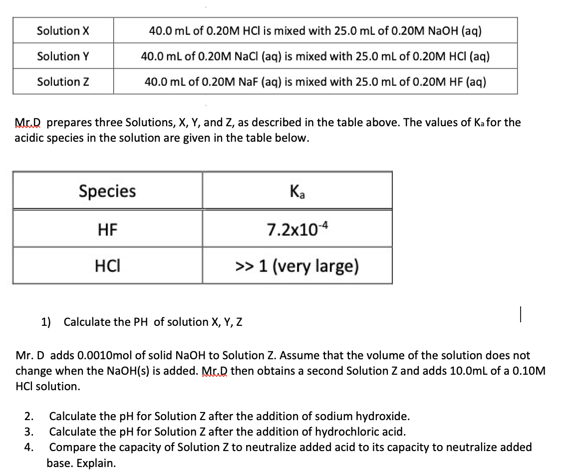 Solved Solution X 40.0 mL of 0.20M HCl is mixed with 25.0 mL | Chegg.com