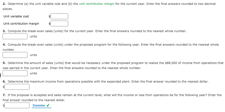Solved 2. Determine (a) the unit variable cost and (b) the | Chegg.com