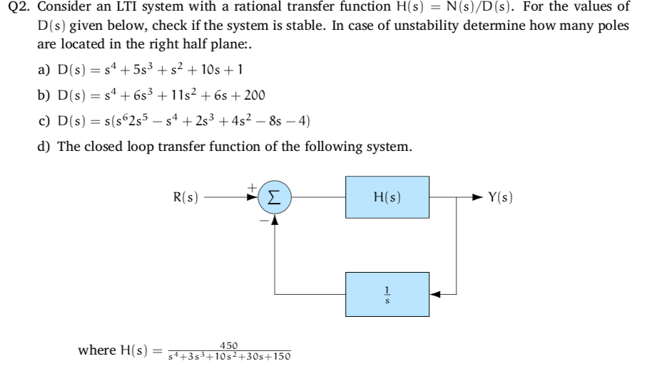 Solved Q2. Consider an LTI system with a rational transfer | Chegg.com