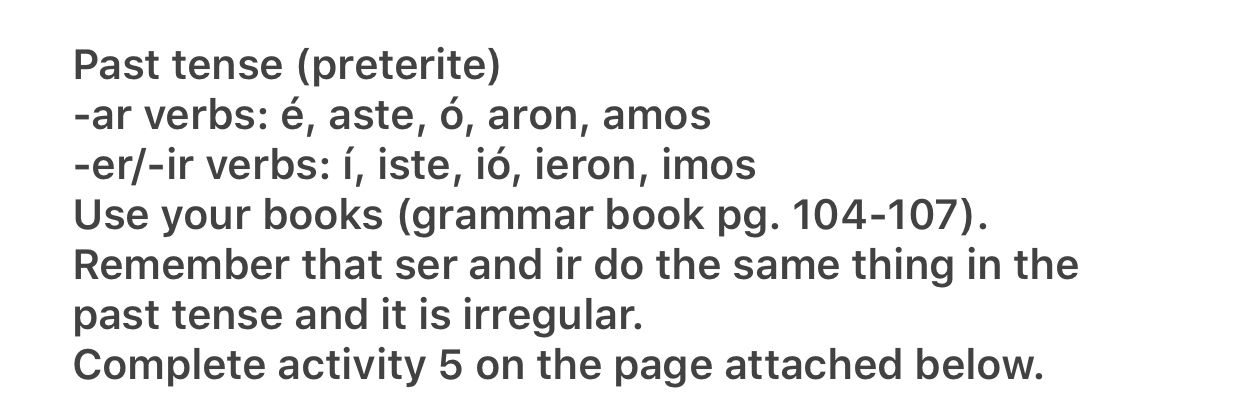 5 Ayer por la tarde Complete las siguientes oraciones | Chegg.com