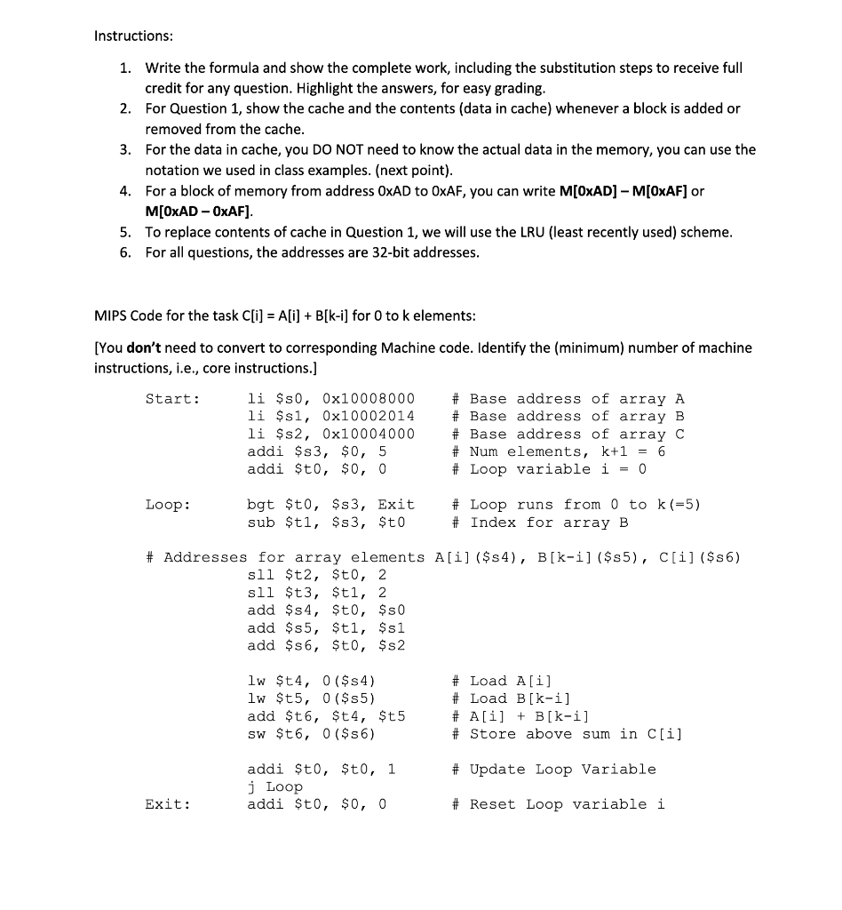 Solved If the instruction cache is a Direct Mapped Cache of | Chegg.com