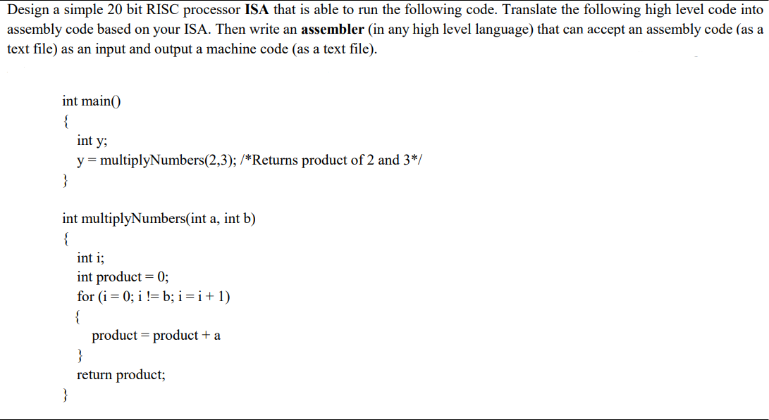 Solved Design a simple 20 bit RISC processor ISA that is | Chegg.com