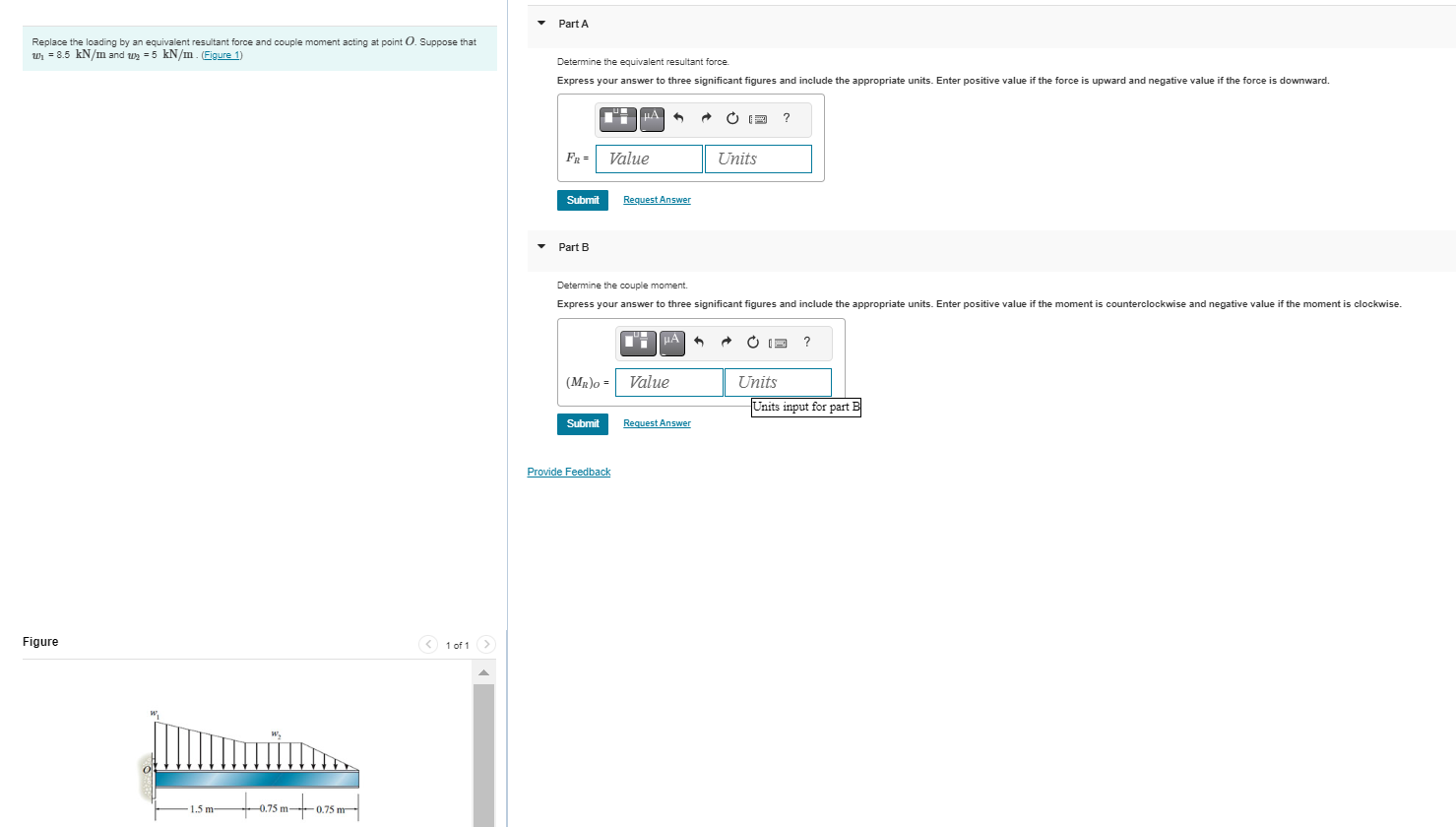 Solved Replace the distributed loading by an equivalent | Chegg.com