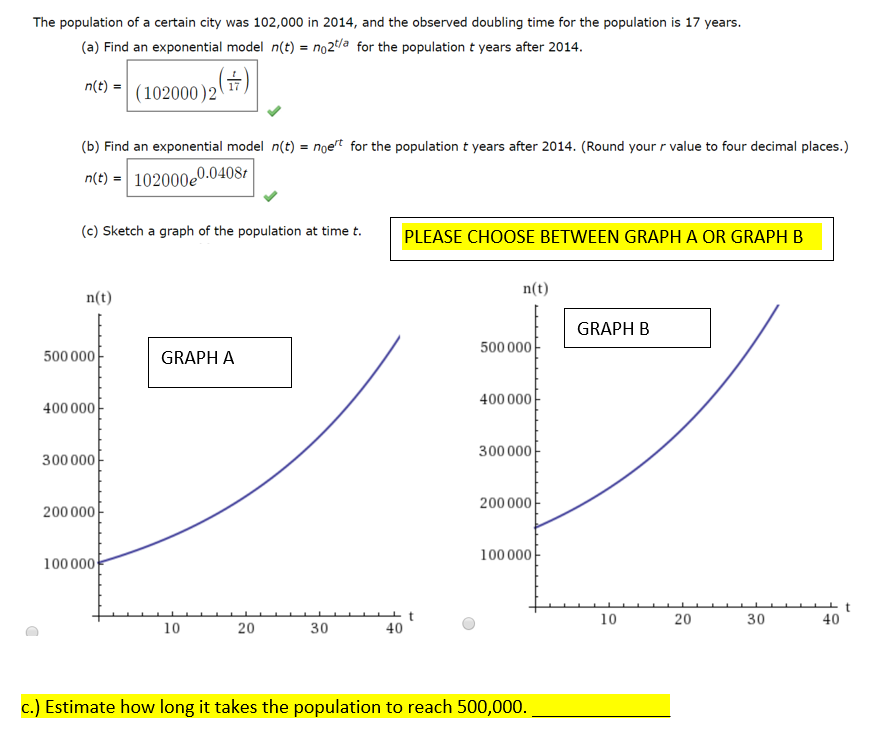 Solved The population of a certain city was 102,000 in 2014, | Chegg.com