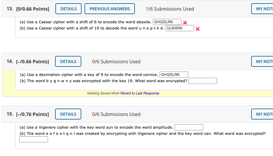 Solved 13. [0/0.66 Points] DETAILS PREVIOUS ANSWERS 1/6 | Chegg.com