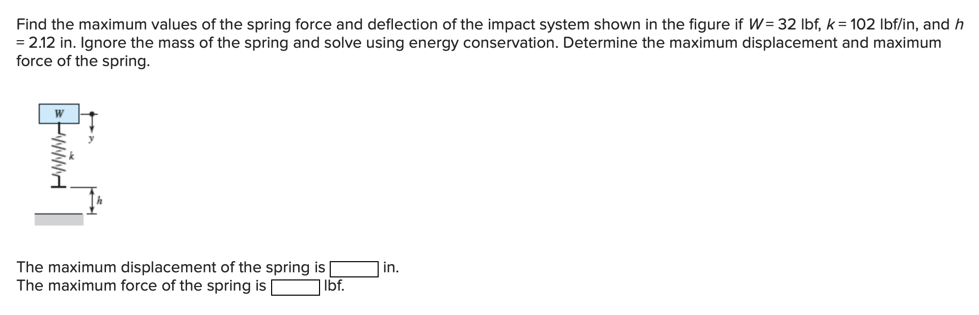 Solved Find the maximum values of the spring force and | Chegg.com