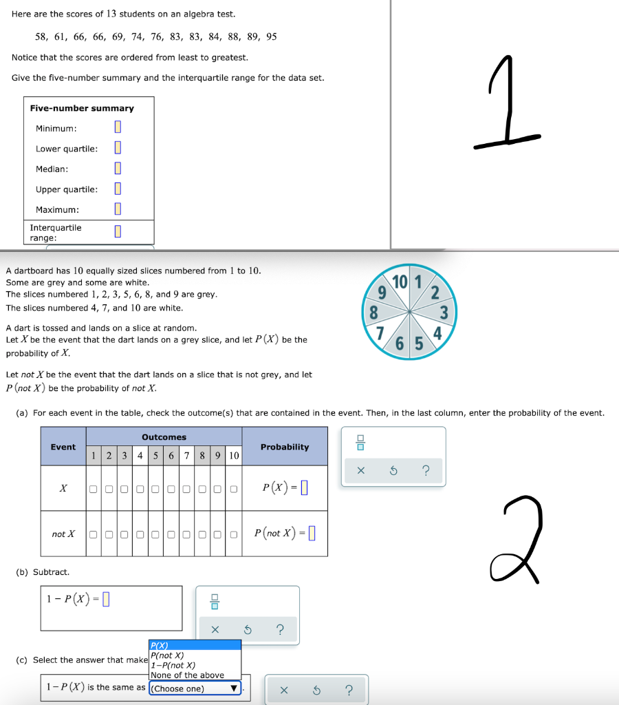 Solved Here are the scores of 13 students on an algebra | Chegg.com