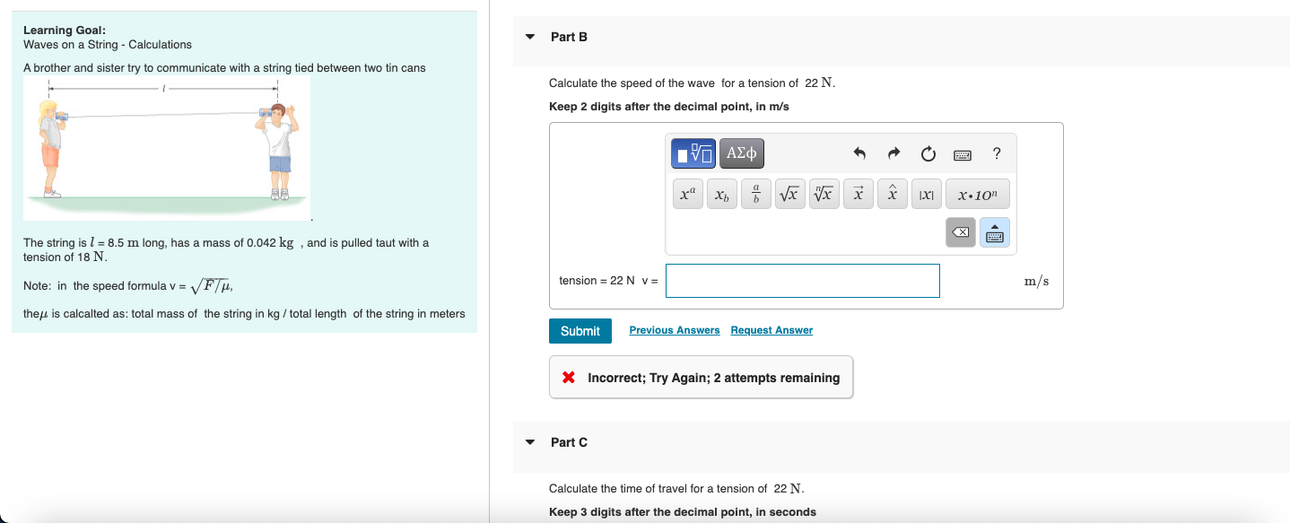 Solved Part C Learning Goal: Waves on a String - | Chegg.com