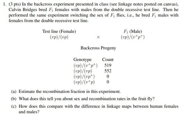 Solved Here is the formula for the recombination fraction | Chegg.com