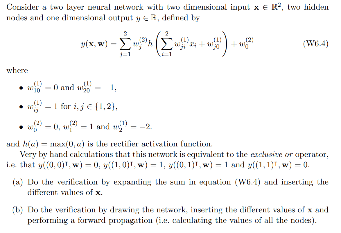 Consider a two layer neural network with two | Chegg.com