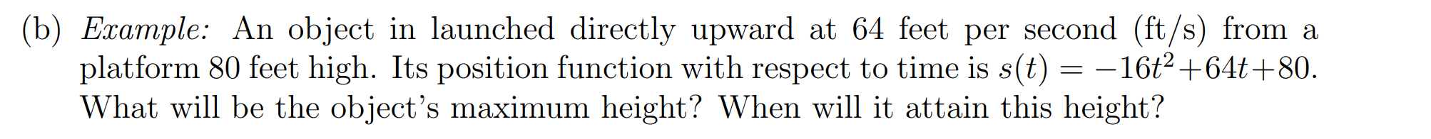 Solved (b) Example: An object in launched directly upward at | Chegg.com