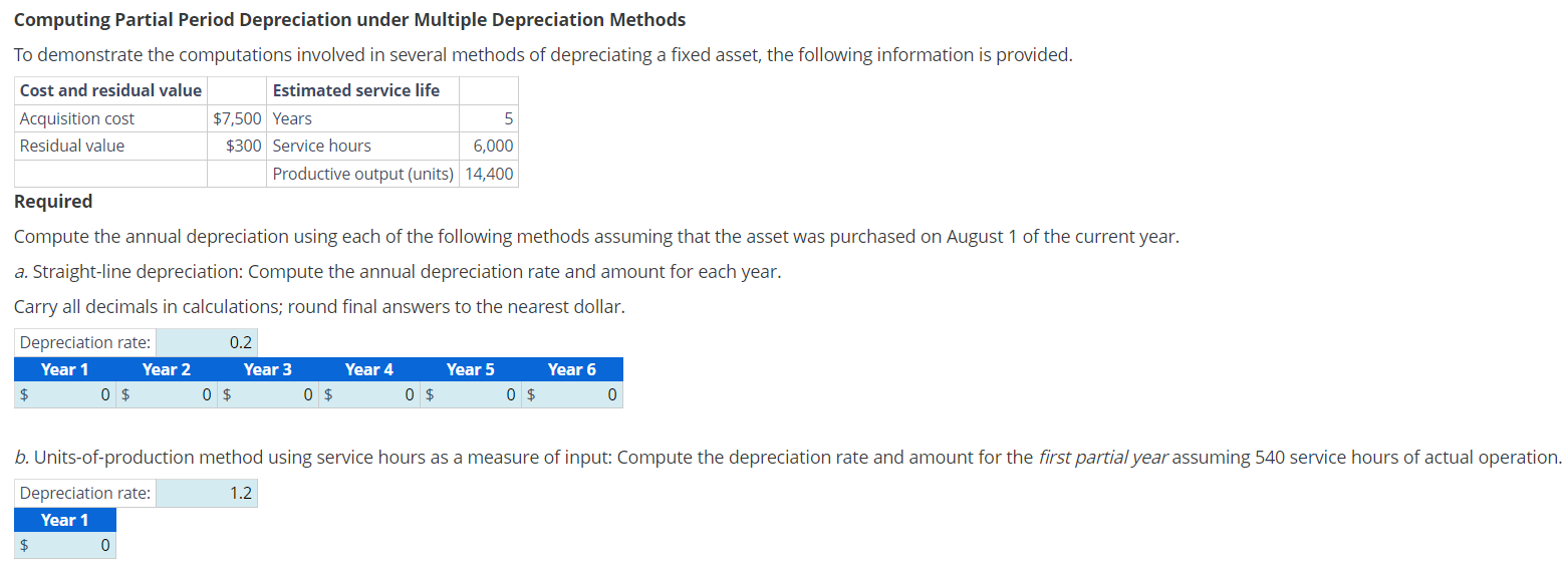 Solved Computing Partial Period Depreciation under Multiple | Chegg.com