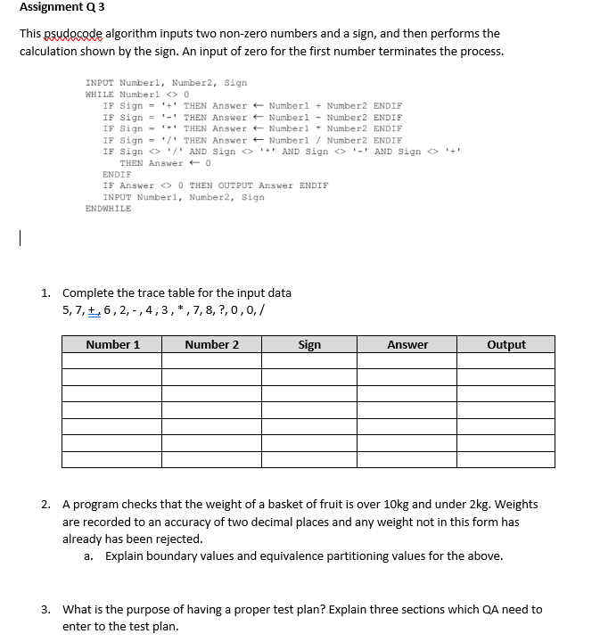 Solved INPUT Number1, Number2, Sign WHILE Number 1 0 IF Sign | Chegg.com