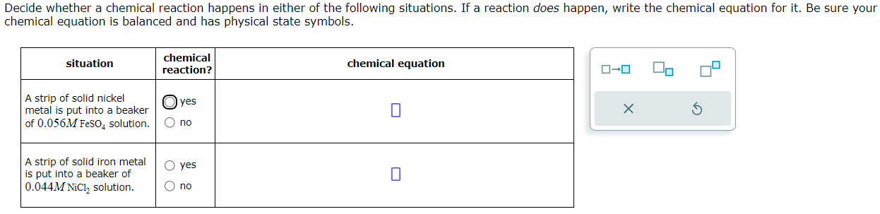 Solved Decide Whether A Chemical Reaction Happens In Either