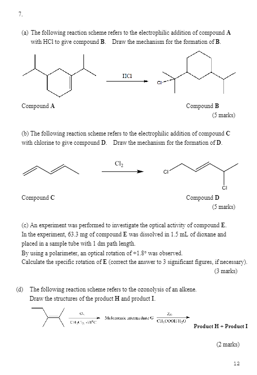 Solved (a) The following reaction scheme refers to the | Chegg.com