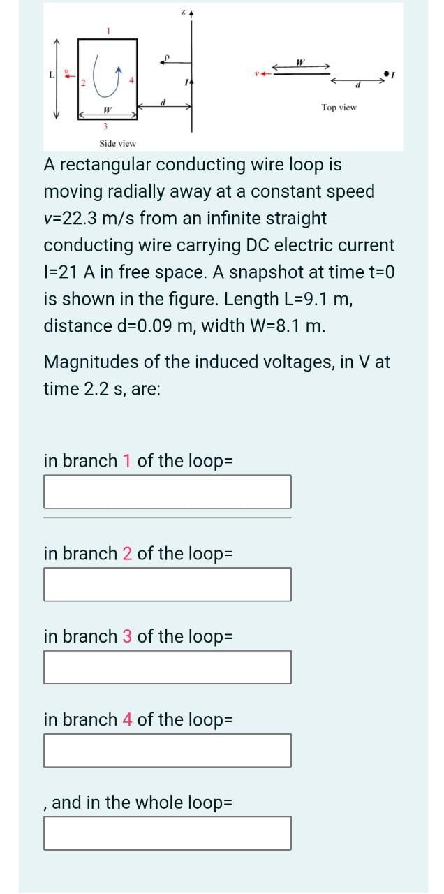 Solved P d W Top view Side view A rectangular conducting | Chegg.com