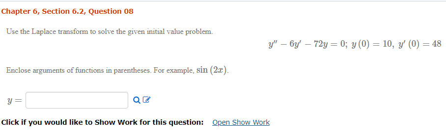 Solved Chapter 6 Section 6 2 Question 08 Use The Laplace Chegg