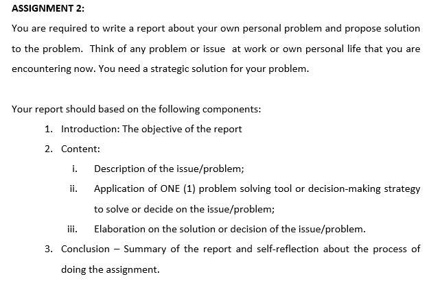 Solved ASSIGNMENT 2: You are required to write a report | Chegg.com