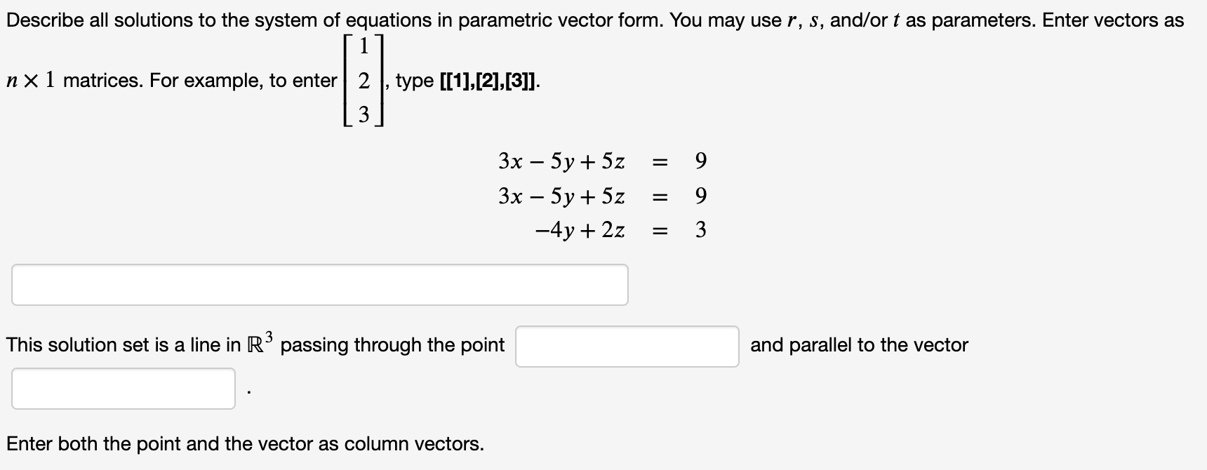 Solved Describe all solutions to the system of equations in | Chegg.com