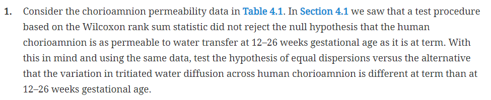 Solved 1. Consider the chorioamnion permeability data in | Chegg.com