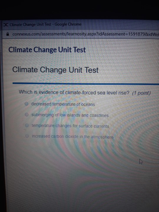 Solved DC Climate Change Unit Test - Google Chrome | Chegg.com