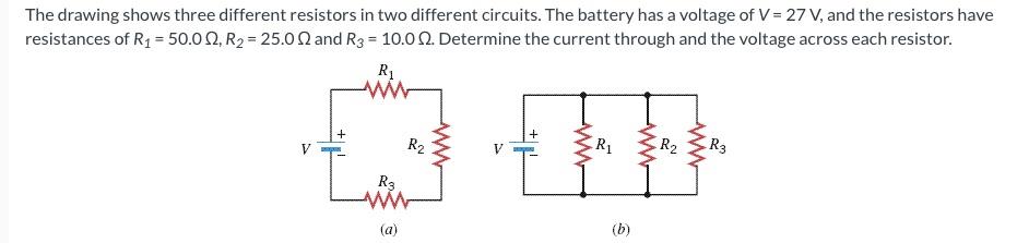 Solved The drawing shows three different resistors in two | Chegg.com