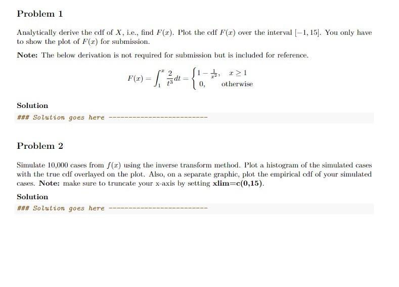 Solved Part I: Inverse Transform Method Consider the | Chegg.com