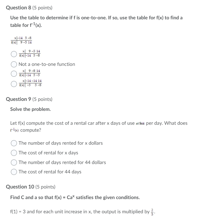 Solved Question 8 (5 points) Use the table to determine iff | Chegg.com