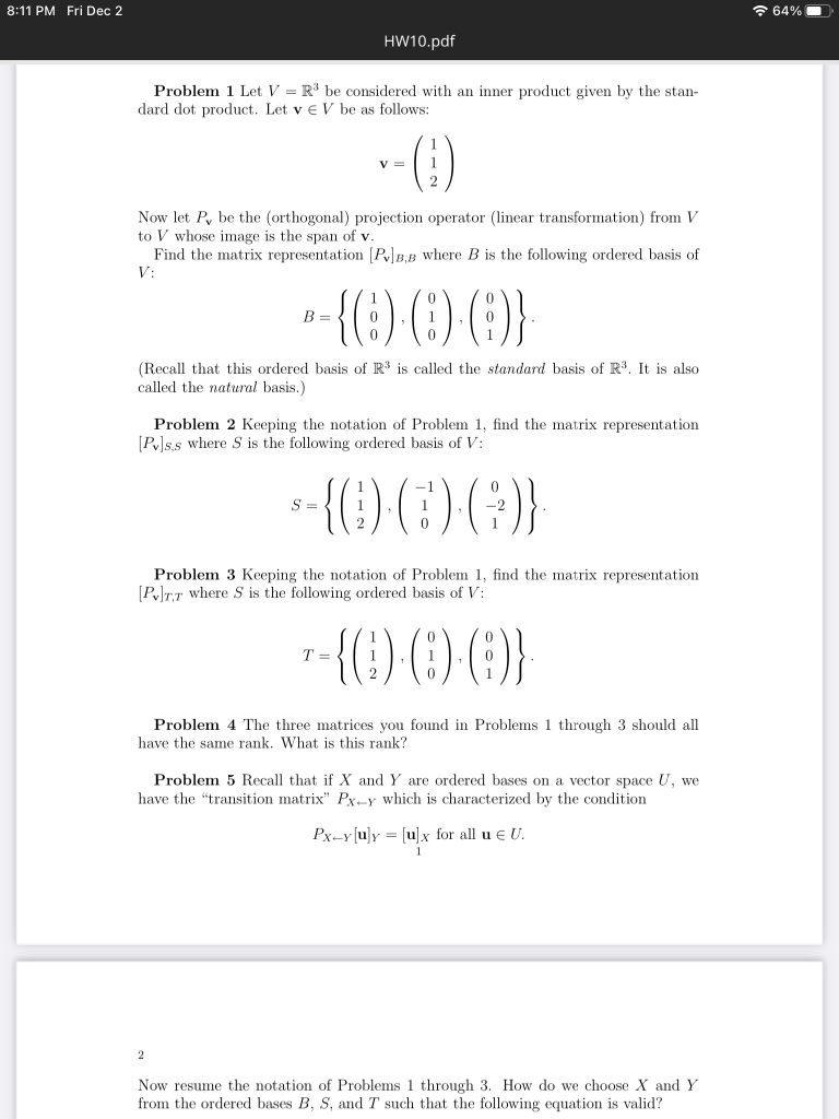 Solved Problem 1 Let V=R3 be considered with an inner | Chegg.com
