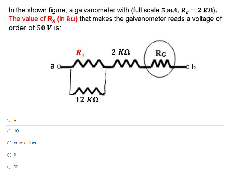 Solved In the shown figure, a galvanometer with (full scale | Chegg.com
