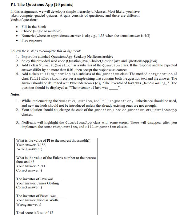 Solved P1. The Questions App (20 points) In this assignment, | Chegg.com