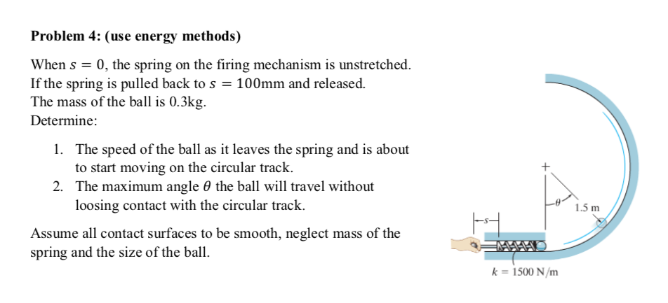 Solved Problem 4: (use energy methods) When s = 0, the | Chegg.com