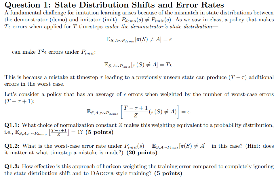 Question 1: State Distribution Shifts and Error Rates | Chegg.com