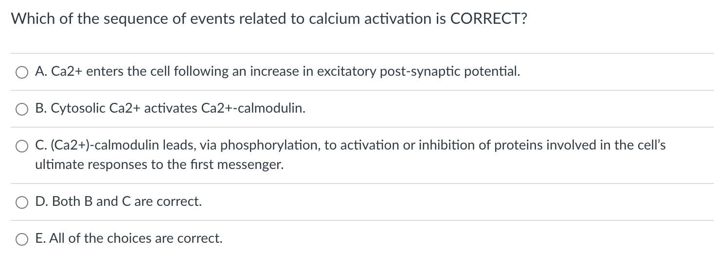 Solved Which of the sequence of events related to calcium | Chegg.com