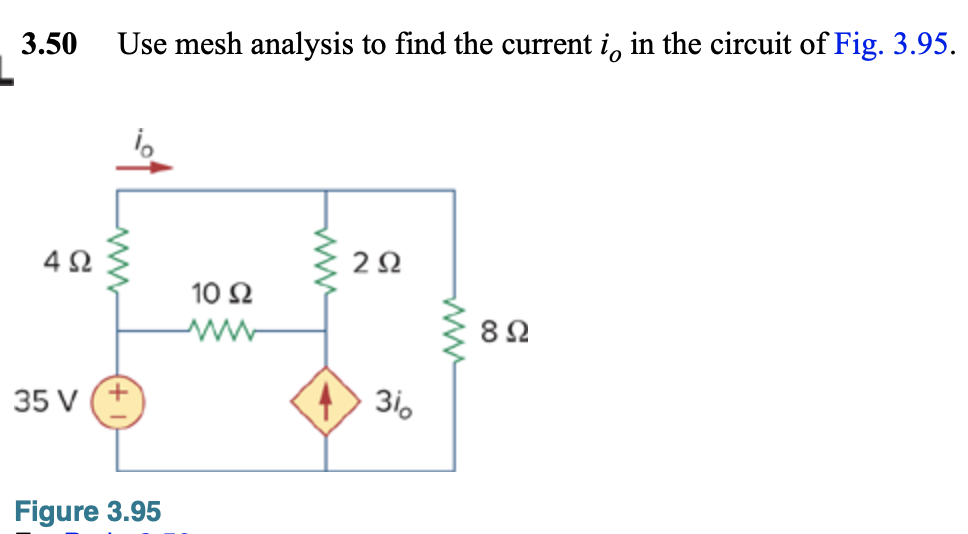 Solved 3.50 Use mesh analysis to find the current i, in the | Chegg.com