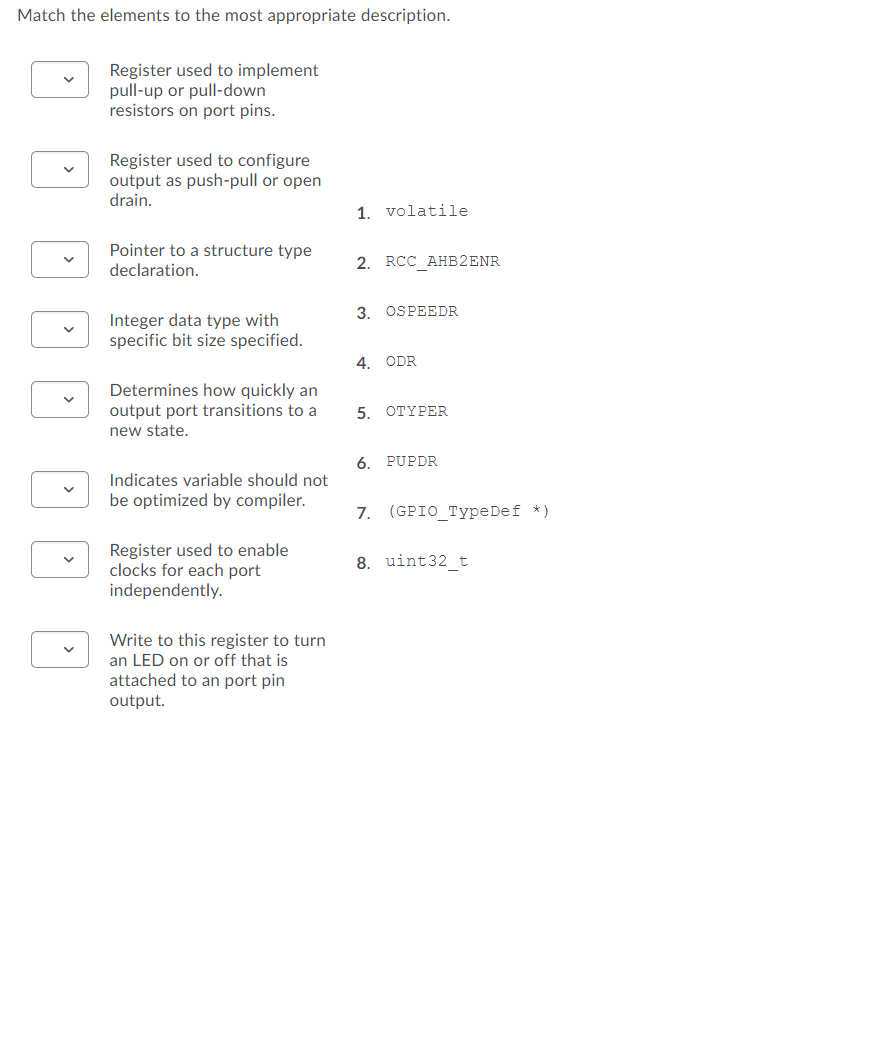 Solved Match the elements to the most appropriate | Chegg.com