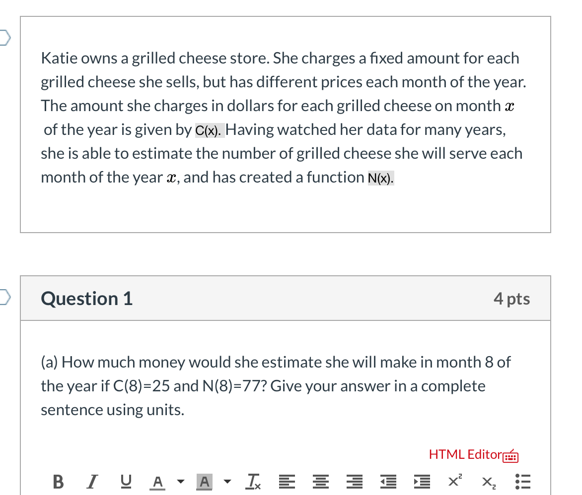 Solved Katie owns a grilled cheese store. She charges a | Chegg.com