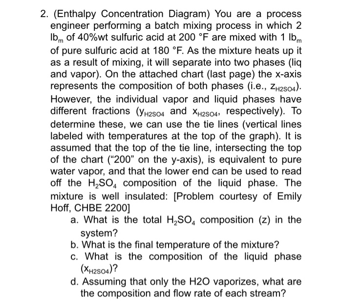 Solved 2. (Enthalpy Concentration Diagram) You are a process | Chegg.com