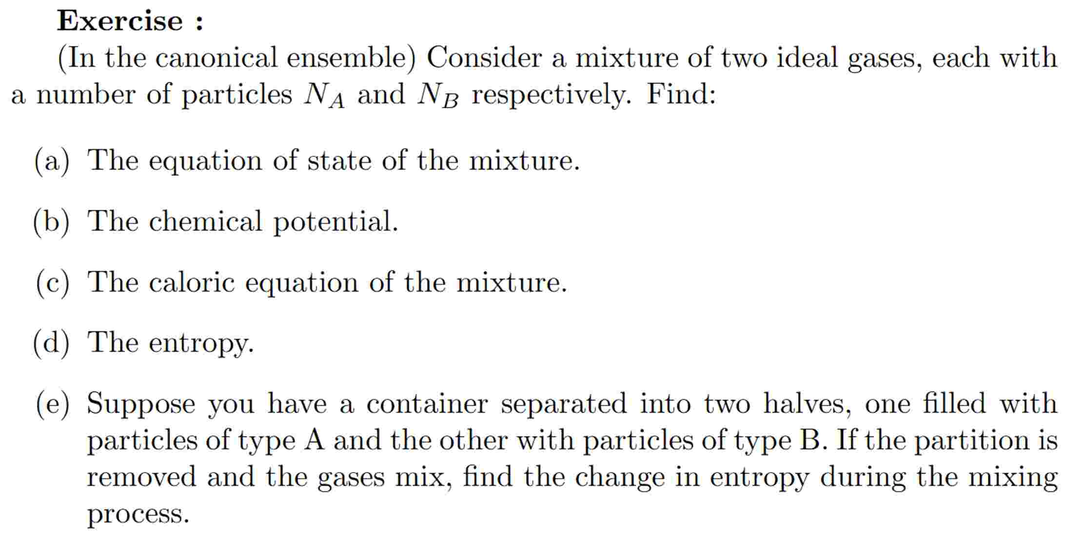 Solved Exercise : (In the canonical ensemble) ﻿Consider a | Chegg.com