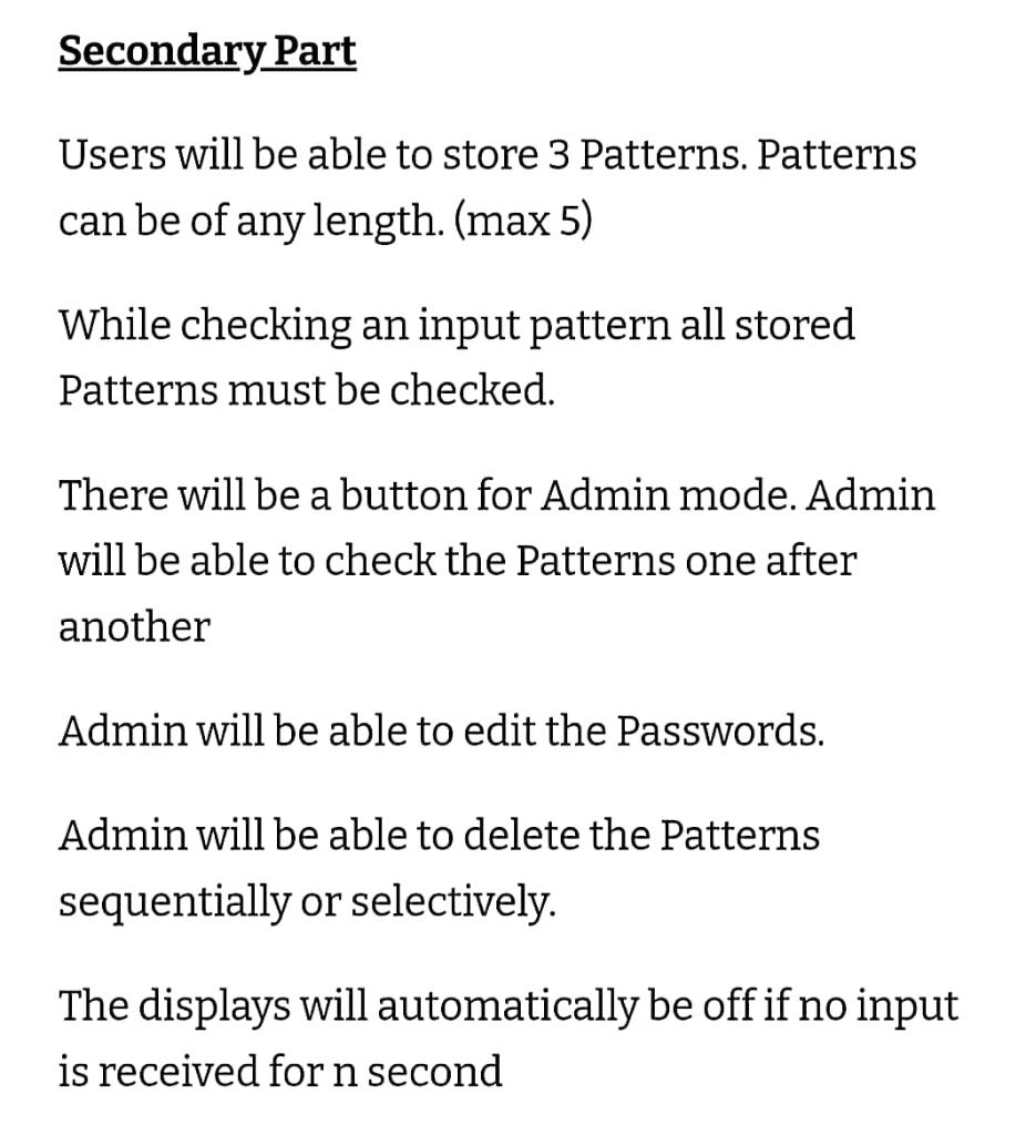 Title: Pattern-based digital lock system Primary Part | Chegg.com